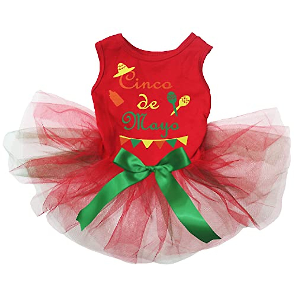 Petitebella Cinco De Mayo Carnival Style Puppy Dog Dress (Red/Red, Small)