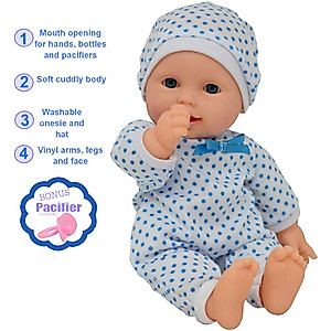 11 inch Soft Body Boy Baby Doll in Gift Box - Doll Pacifier Included -Toy Dolls for Boys and Toddlers