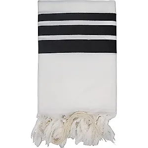 Ateret Judaica Full Size Tallit Prayer Shawl with Matching Bag, Certified Kosher, Blessing On Neckband.Design&Made in Israel. (Size 55-72 x 52 Inch, Black & Silver)
