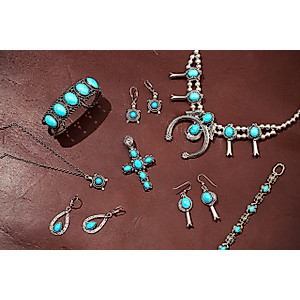 American West Necklace Sterling Silver Turtle Turquoise Gemstone 17 to 20 Inch