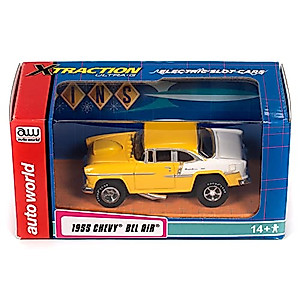 Auto World Xtraction 1955 Chevy Bel Air (Yellow/White) HO Slot Car