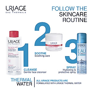 Uriage Thermal Micellar Water for Sensitive Skin 17 fl.oz. | Oil- free Cleansing Care - Gentle Makeup Remover, Suitable for Sensitive Skin | Removes Excess of Dirt and Makeup While Soothing the Skin