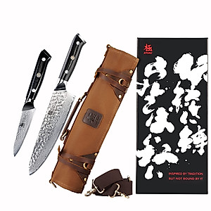 KYOKU Shogun Series Chef Knife + Paring Knife + Professional Chef Knife Roll Bag