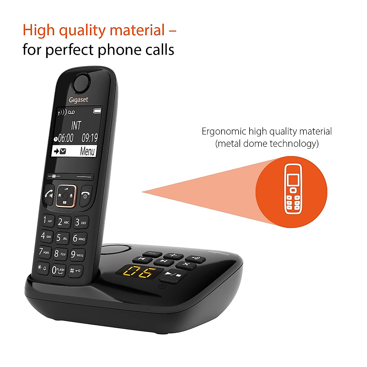 Gigaset A694A Expandable Cordless Phone - answering Machine - Caller ID - high Contrast Display - Brilliant Voice Quality HSP - Long Standby time 180 Hours - Made in Germany, Black