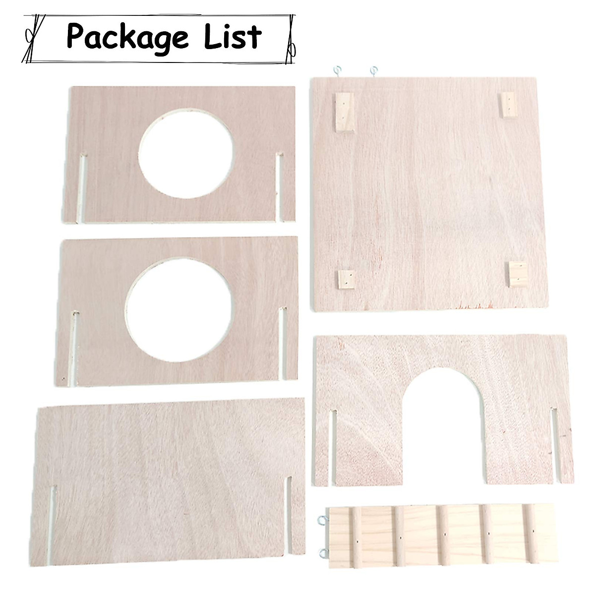 PINVNBY Guinea Pig Hideout Chinchilla Wooden House Hut with Windows Natural Handcrafted Detachable Small Animal Hideout Hut for Hedgehog Rat Hamster Gerbil