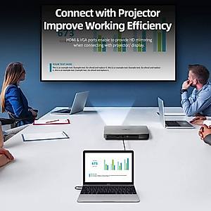 USB Hub Portable USB Hub RCB0724 12 in 1 3 USB-C/Type-C + 2 USB 2.0 + 2 USB 3.0 + RJ45 Gigabit Ethernet Port + VGA + HDMI Multi-Function HUB Laptop Stand Base with SD/TF Card Slot & 3.5mm Jack