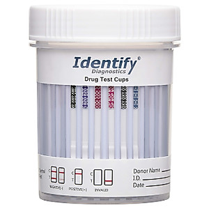 Identify Diagnostics 6 Panel Drug Test Cup - 5 Pack - CLIA Waived Instant Urine Drug Test Kit for AMP,BZO,COC,MOP/OPI,OXY,THC
