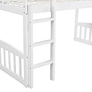 Merax Solid Wood Bunk Bed with Removable Slide and Ladder for Kids, No Box Spring Needed