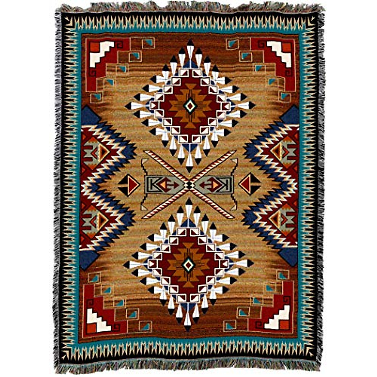 Pure Country Weavers Brazos Blanket - Southwest Native American Inspired - Gift Tapestry Throw Woven from Cotton - Made in The USA (72x54)