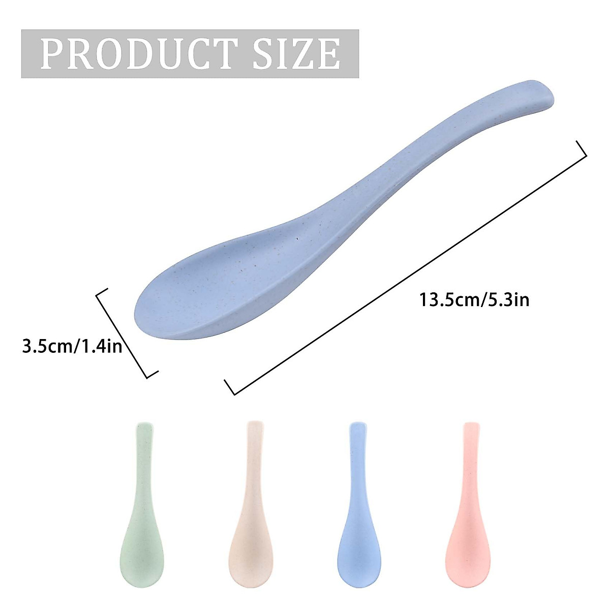 12 Pieces Wheat Straw Spoons Unbreakable Dinner Spoons Reusable Asian Soup Spoons Portable Lightweight Cereal Spoons for Kid and Adult, Microwave Dishwasher Safe