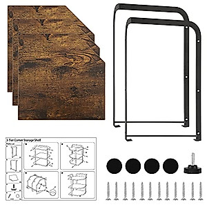 BTY 3-Tier Kitchen Corner Organizer Shelf Multifunction Standing Countertop Storage Rack Bathroom Corner Organizer for Spice Can Sauce Jars Dishes Plates Cosmetics(Black)