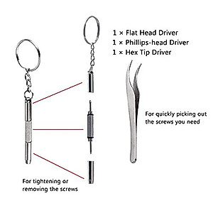 1000Pcs Eyeglass Repair Kit, Screws Nut Set for Glasses Clocks Watches Stainless Steel Assortment with Screwdriver & Tweezers Universal Repair Screws Tool Kit