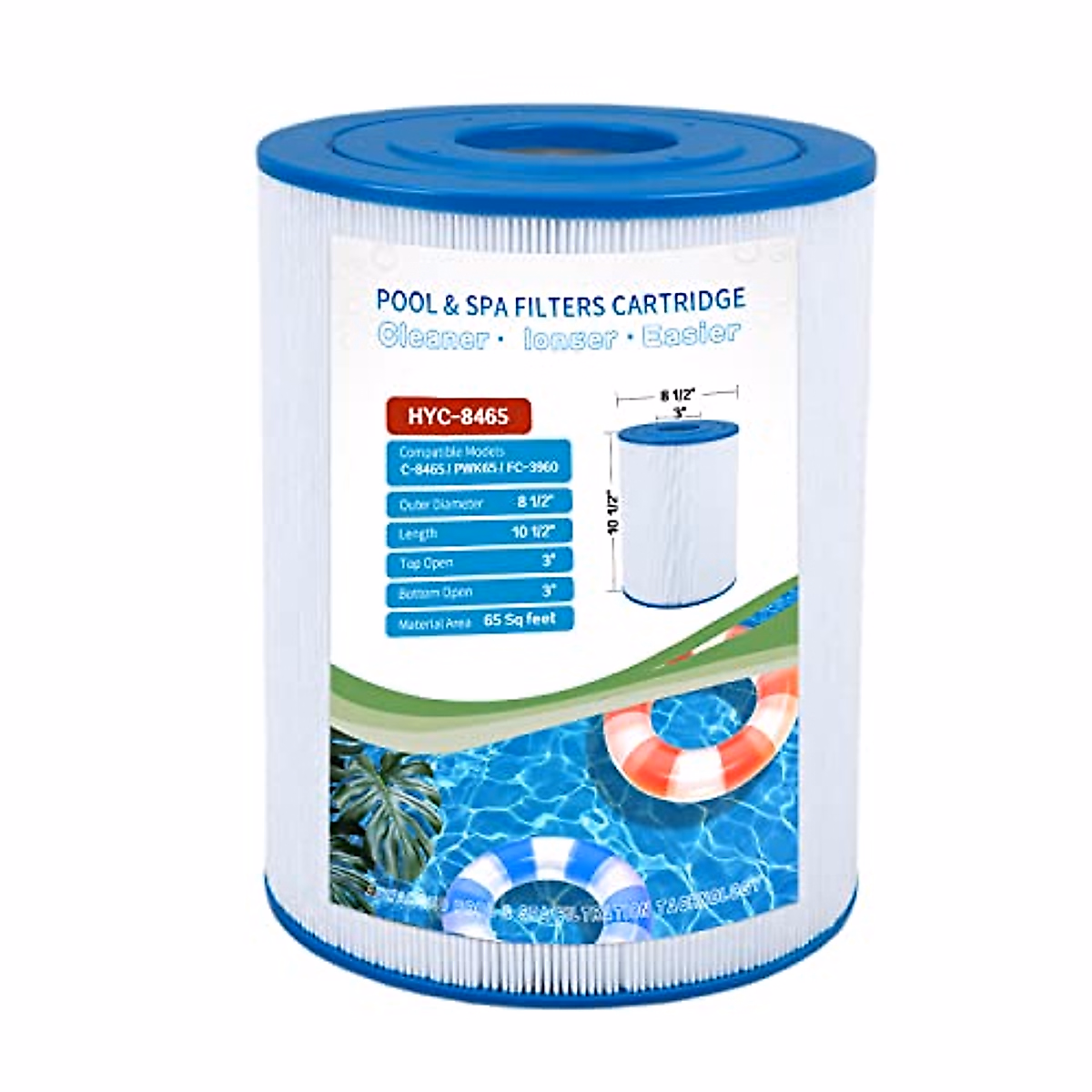 PURIFIED HYC-8465 Spa Filter Replaces Unicel C-8465 ，Watkins 31114, Pleatco PWK65, Filbur FC-3960, 71827, 71828, Watkins 65 sq.ft Tiger River Spa Filter 1 Pack hot tub Filter