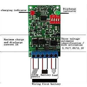 Taidacent PWM Solar Charge Controller 3.7V7.4V11.1V Lithium Battery Solar Charger Controller Solar Garden Light Circuit Board 3A Solar Battery Regulator