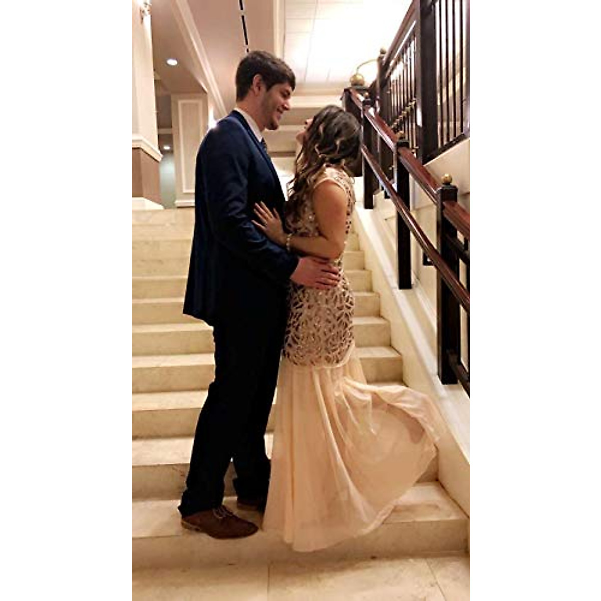 PrettyGuide Women 's 1920s Art Deco Sequin Gatsby Formal Evening Prom Dress L Champagne