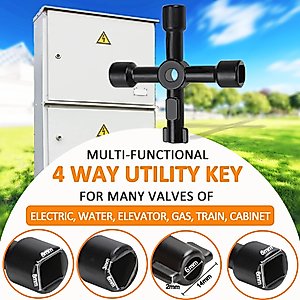 Winisok 17 Inch Water Meter Key With 4-Way Multi-Functional Utilities Key, Enforced Rebar Water Shut Off Tool Wrench T-handle for Curb Main and Water Meters, Underground Stop or Waste Valves