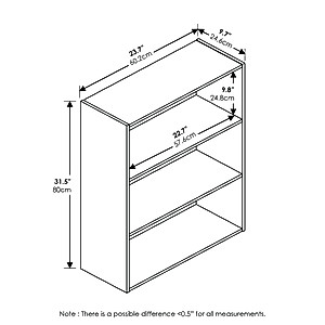 Furinno Pasir 3-Tier Open Shelf Bookcase, Americano