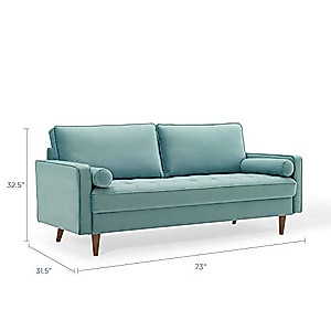 Modway Valour Performance Velvet Upholstered Tufted Sofa, Mint