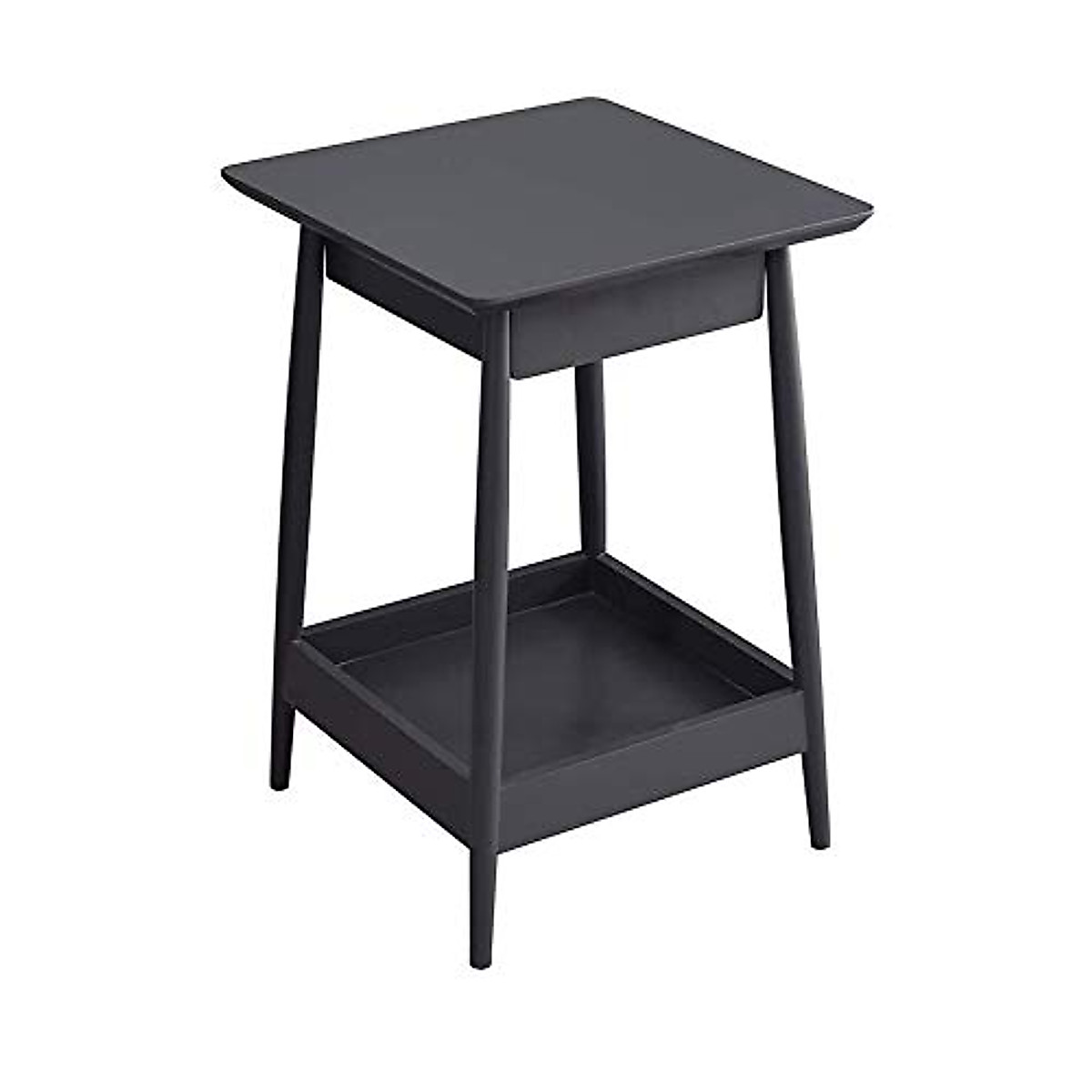 ZHAOLEI Steady Pine Wood Storage Cabinet Stable Bedside Table Nightstand Easy Install, Black