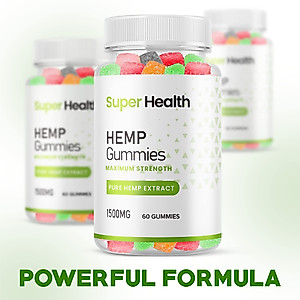 Super Health Hemp Gummies - Official Formula - Super Health Gummies Extra Strength with 25mg Per Gummy and 1500mg per Bottle, Assorted Flavors Gummies Maximum Strength New Formula 2023 (60 Gummies)