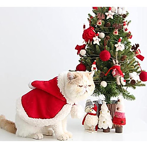 Pet Christmas Costume, Dog Cat Cape with Hat Santa Claus Cloak, Christmas Outfits Costume for Cats and Small Dogs Red(Large)