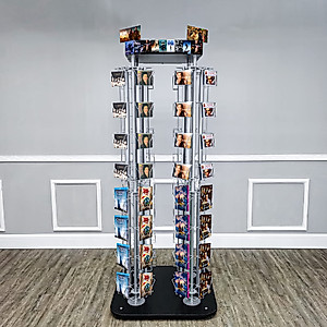FixtureDisplays® DVD, CD, BlueRay, Literature,Greeting Card Postcard Rack Display High Capacity 128 Adjustable Pockets 5.1" to 10.6" Wide, up to 8" Tall Cards 11877