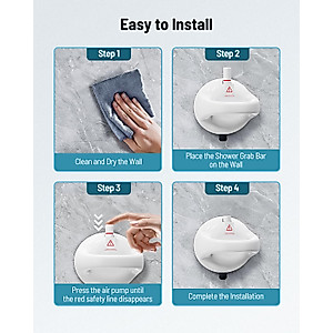 Grab Bars for Bathtubs and Showers, Suction 530 lbs Shower Handles for Elderly Suction, Shower Grab Bars for Seniors, Shower Bars Safety, White, 2 Pack