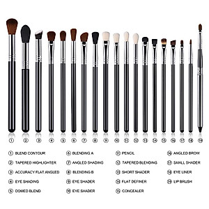 Professional Eye Shadow Makeup Brush Set, COSHINE 19pcs Eye and Lip Premium Synthetic Cosmetic Brushes Kit