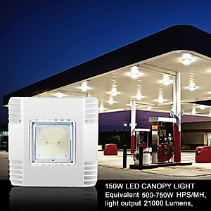 OSTEK 2 Pack LED Canopy Light 150W Gas Station Carport Ceiling Light 5700K, Outdoor Rated (600W HID/HPS Equivalent), 90-277V IP65 DLC & UL Listed