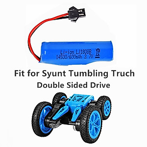 2 Pack 3.7V 600mAh Li-ion Rechargeable Battery 1450cell with USB Charger Cable for Double Sided Rotating Tumbling Amphibious RC Stunt Car Monster Truck C63