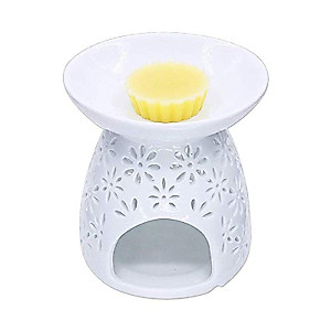 HwaGui - Ceramic Tea Light Holder & Wax Warmer Set of 2, Aromatherapy Essential Oil Burner, Great Decoration for Living Room, Balcony, Patio, Porch and Garden