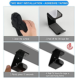 Cosmos 2 Pcs Headphone Hanger Mount Under-Desk Headset Hanger Hook Earphone Holder Wall Mount Hooks with Adhesive Tape & Screw Set Compatible with PC Gaming DJ Headset, Acrylic (Solid Black)