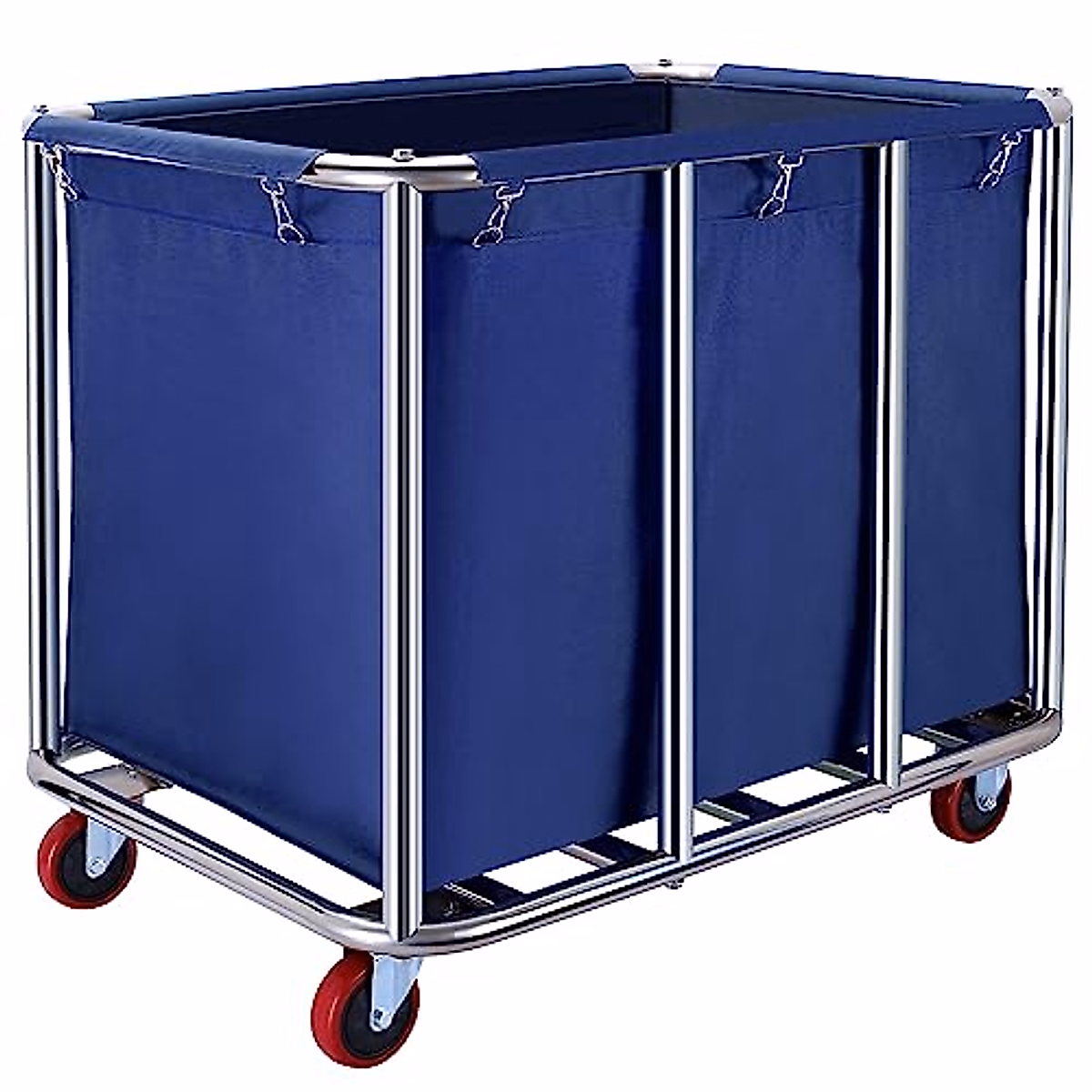 Commercial laundry cart with wheels,400L large laundry basket with wheels,laundry hamper on wheels heavy duty with Steel Frame and Waterproof Oxford Cloth, 330Lbs Load (Blue)
