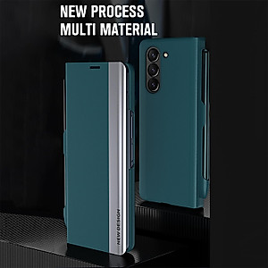 Ephoou Compatible with Samsung Galaxy Z Fold 5 Phone Case with S Pen Slot and S Pen Replacement, Full Body Protective Cover Flip PU Leather [Kickstand Feature] for Samsung Galaxy Z Fold5 QHCX-Green