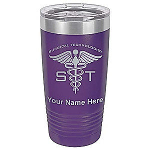 LaserGram 20oz Vacuum Insulated Tumbler Mug, ST Surgical Technologist, Personalized Engraving Included (Dark Purple)