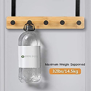 JSVER Wooden Over The Door Hooks 5 Hooks Door Hanger, Sturdy Heavy Duty Coat Rack for Bag, Coat, Towel, Hat, Robes, Scarves, Bedroom, Closet, Bathroom