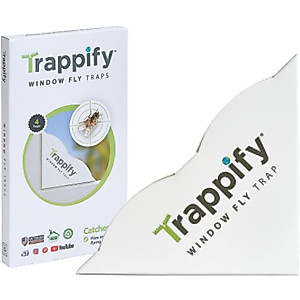 Trappify Fly Traps Indoor for Home - Window Fly Traps - House Window Fruit Fly Traps for Indoors, Gnat - Disposable Indoor Fly Trap with Extra Sticky Adhesive Strips - Inside Bug Catchers (4)