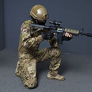 IDOGEAR Tactical Pants for Men Combat Pants with Hidden Knee Pads Military Camo Apparel Ripstop Multi-Pocket Outdoor Trousers （Multi-camo, 36W x 33L）