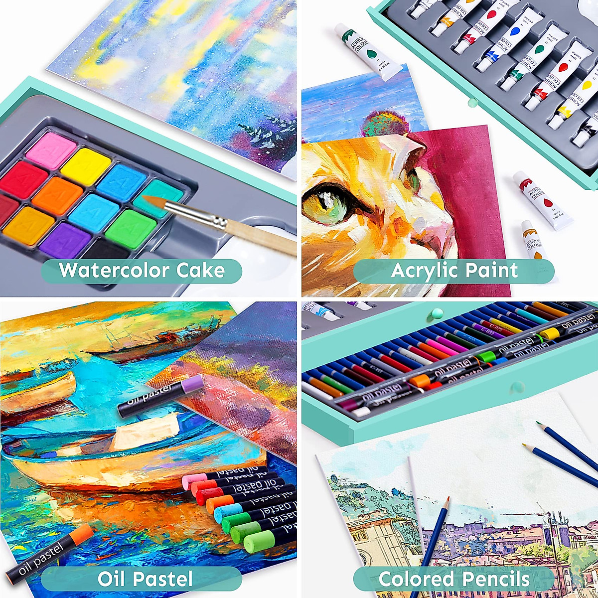 85 Piece Deluxe Wooden Art Supplies, Art Kit with Easel and Acrylic Pad, Art Set for Teens, Adults and Artist Beginners, Creative Gift Box with Wooden Case, Sketching Pencils, Artist Brushes