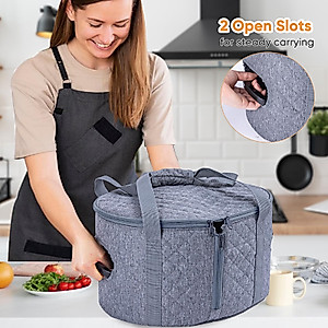 BAGSPRITE Slow Cooker Carrying Case Compatible with 6-8 Quart Crockpot Carrier for Hot Food and Hamlton Beach Slow Cooker Tote with Lid Fastener for Crock-pot Dust Cover Applicances