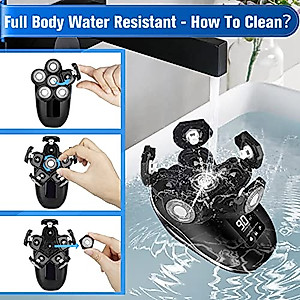 Head Shaver for Men, Upgrade 6-in-1 Mens Electric Shaver Bald Head Shaver Cordless Razor for Men IPX7 Waterproof Rotary Shaver Grooming Kit, Face Head Shaver with Nose Hair Sideburns Trimmer(Silver)