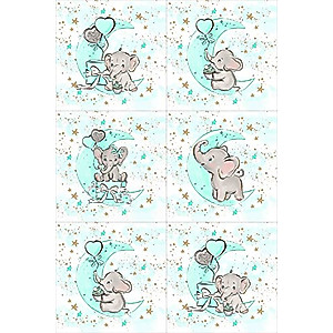 UniqueFabricPanels Mint Elephant Fabric Panel Set (6 Panels), Quilting Panels, Baby Quilt Panels, Cotton Baby Panels, Blanket Panel, Panel for Quilts