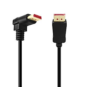 BolAAzuL Right Angle Displayport 1.4 Cable Upward Angled Displayport Cable, 90-Degree Angled Displayport Cable V1.4 6FT/1.8M up to 8K/60Hz, 4K/144Hz Supported