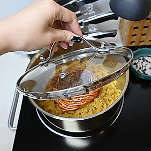 Pastlla 7 Inch Universal Tempered Glass Pot Lid Glass Covers with Stainless Steel Handle for Frying Pan Wok Pot Skillet