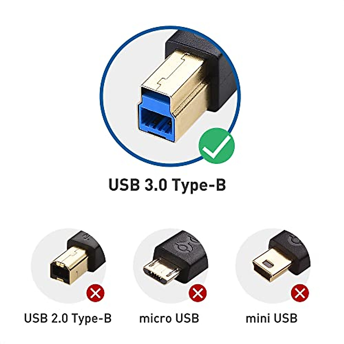 Cable Matters USB C to USB B 3.0 Cable 3.3 ft (USB C to USB Type B 3.0, 3.0 USB B to USB C) in Black