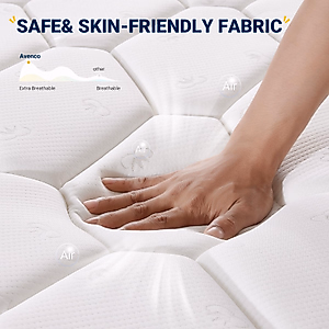 Avenco 6 Inch Twin Mattress, Foam and Spring Hybrid Mattress in a Box, Medium Soft, Breathable Fabric & Adaptive Support, CertiPUR-US Certified, Twin Size Mattress in Guest and Kids Bedroom