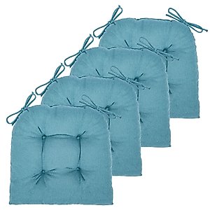 JAMPAYANG Chair Cushion, 4 Pack Chair Cushions for Dining Chairs, Chair Pads and Mat with Ties for Indoor Kitchen Seat and Desk (4 Count - 17 x 16 in, Teal)