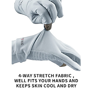 MOUNT TEC Unisex UV Protective Gloves UPF 50+ Cool Breathable Finger Tip Touch Screen Sunblock Glove for Sailing Golfing Boating Fishing Hiking Adventuring Outdoors (Grey, L)