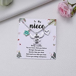 MIXJOY Stitch Gifts To My Niece Ohana Means Family Necklace&Message Card for Little Young Niece, Stitch Lover Birthday Graduation Gifts for Teen, Niece Gifts from Aunt Uncle, Stainless Steel