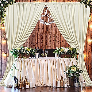 10 ft x 10 ft Wrinkle Free Ivory Backdrop Curtain Panels, Polyester Photography Backdrop Drapes, Wedding Party Home Decoration Supplies